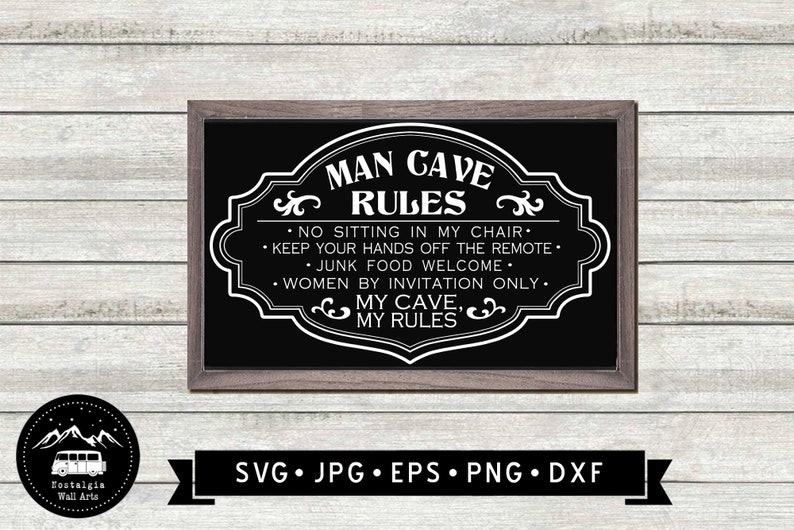 Funny Man Cave Rules Sign SVG, Vintage Man Cave Sign, Man Cave ...