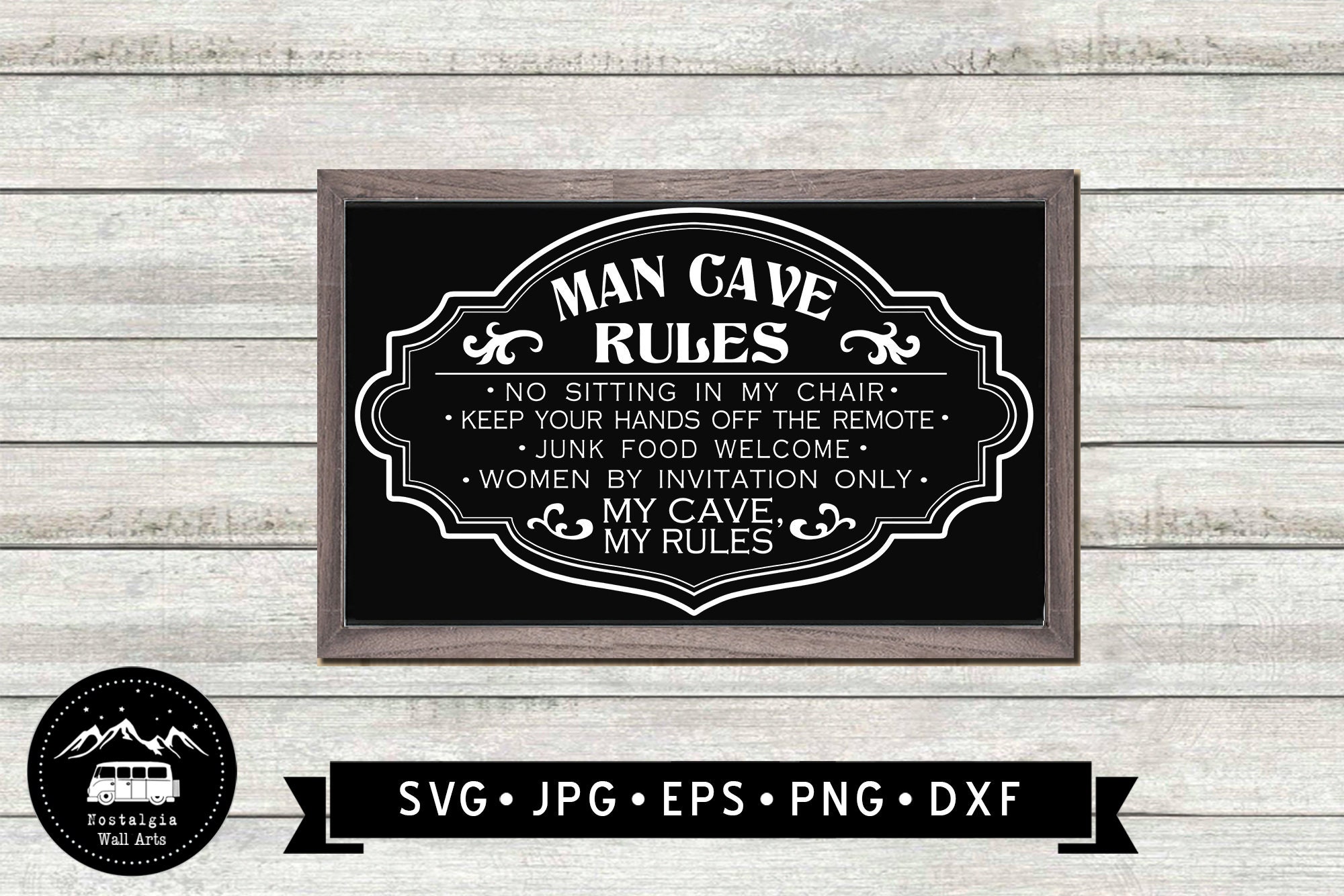 Funny Man Cave Rules Sign SVG, Vintage Man Cave Sign, Man Cave ...
