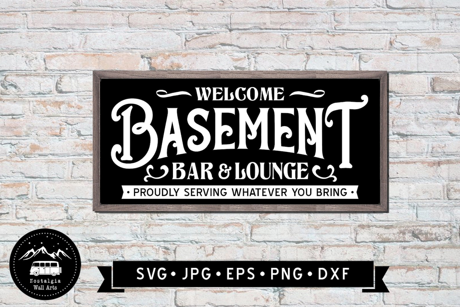 Basement Bar and Lounge Sign Svg, Basement Sign DIY, Vintage Bar Sign ...