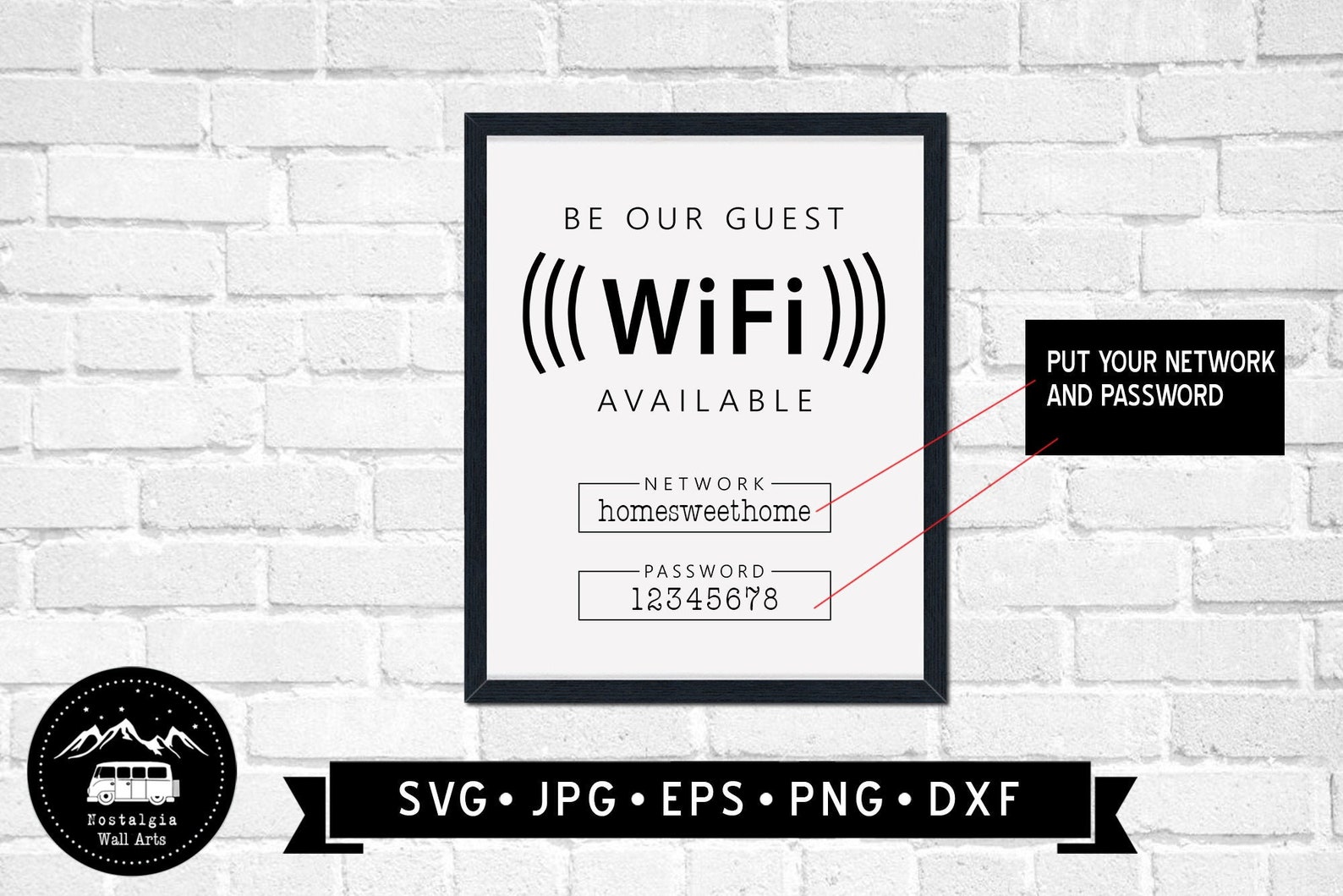 Be Our Guest Wifi Available SVG, Wifi Wall Sign Svg, Wifi Password Sign ...