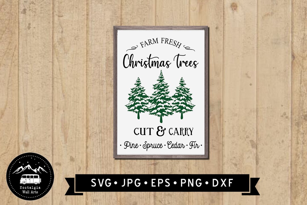 Fresh Cut Christmas Trees Sign SVG Vintage Christmas Sign - Etsy
