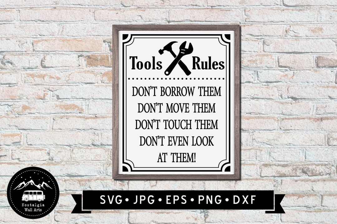 Garage Tools Rule Sign SVG, Funny Garage Sign SVG, Garage Printable ...