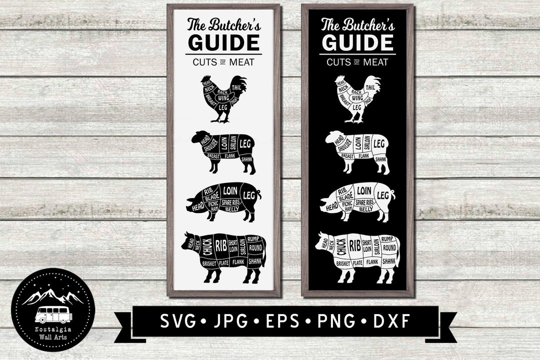 Butcher's Guide SVG, Cuts of Meat Chart Sign SVG, Farmhouse Kitchen ...