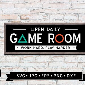 Game Room SVG, Work Hard, Play Harder, Game Room Wall Decor, Gamer Gift ...