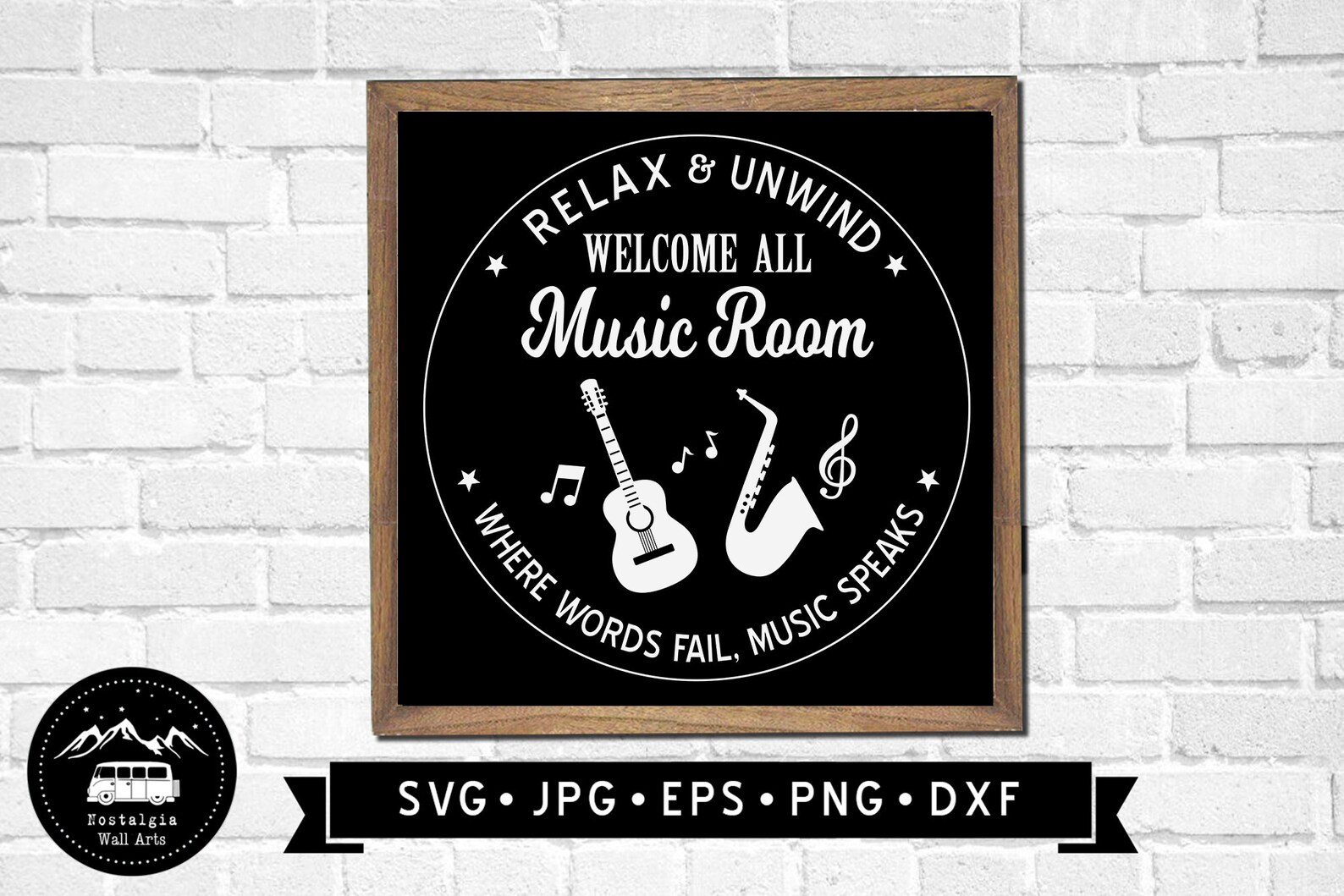 Music Room Sign SVG, Relax and Unwind, Music Room Printable, Where ...