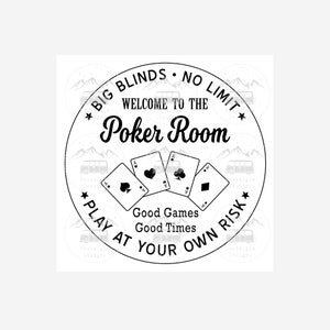 Poker Room Sign SVG, Play at Your Own Risk SVG, Round Poker Room SVG ...