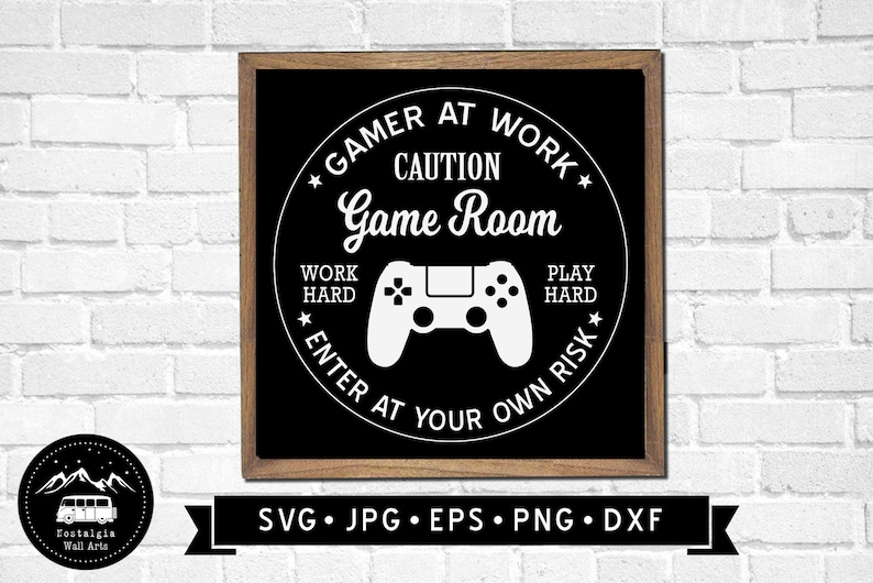 Game Room SVG, Work Hard, Play Harder, Game Room Wall Decor, Gamer Gift ...