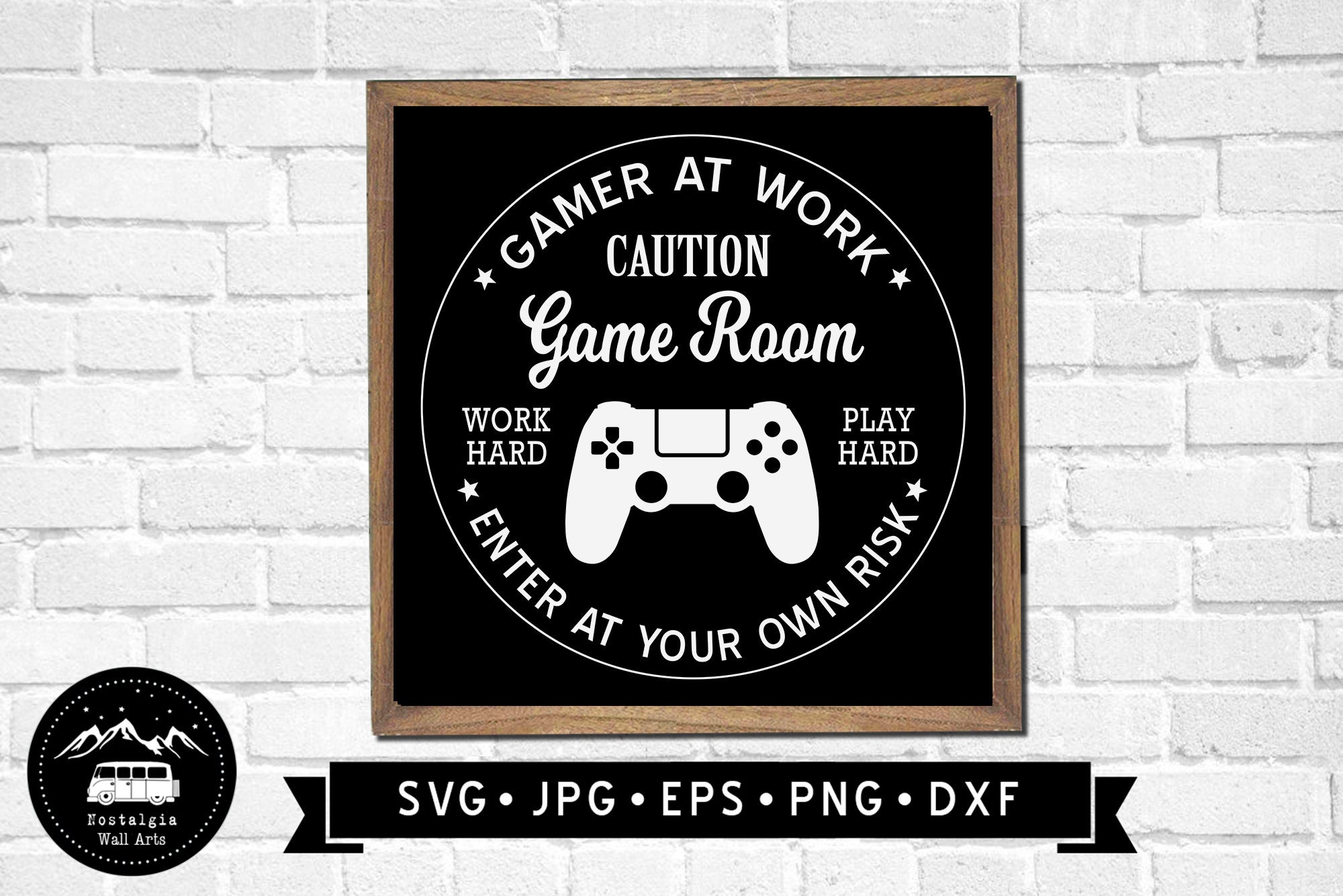 Game Room SVG, Work Hard, Play Harder, Game Room Wall Decor, Gamer Gift ...