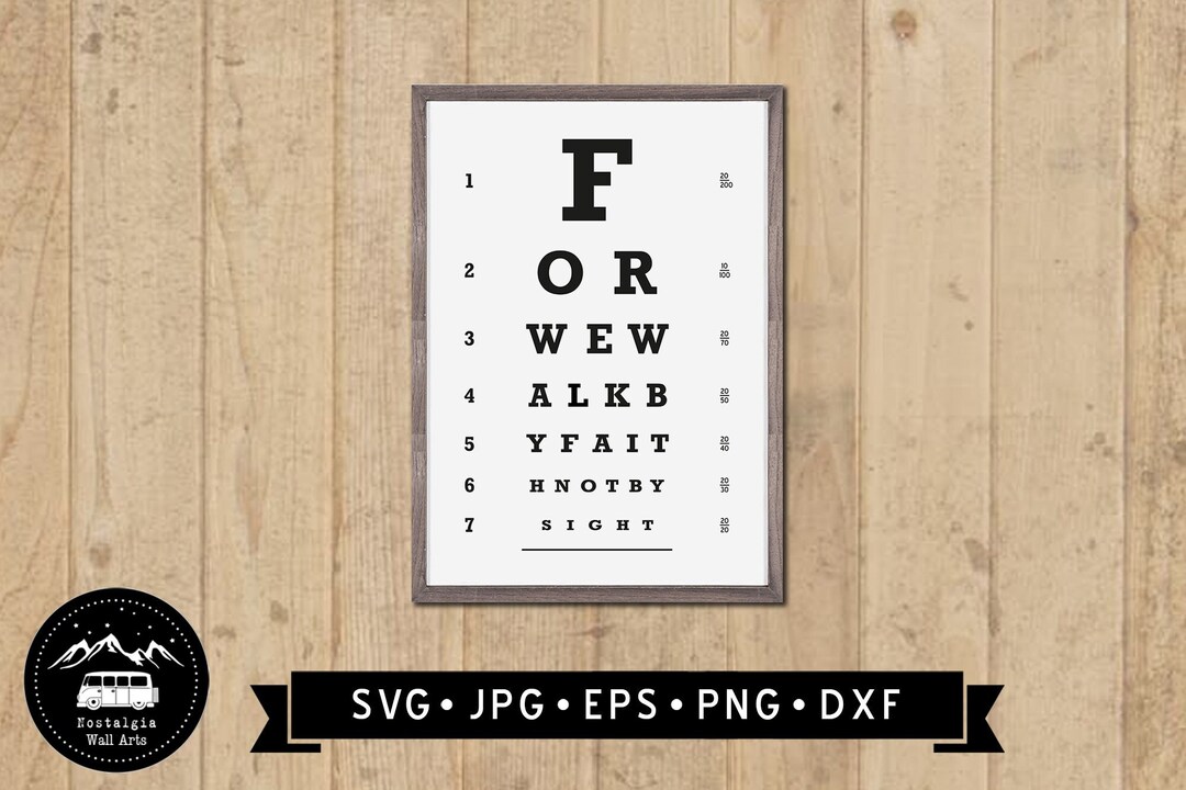 Eye Chart SVG, Vision Test, Walk by Faith Not by Sight Wall Art, Bible ...