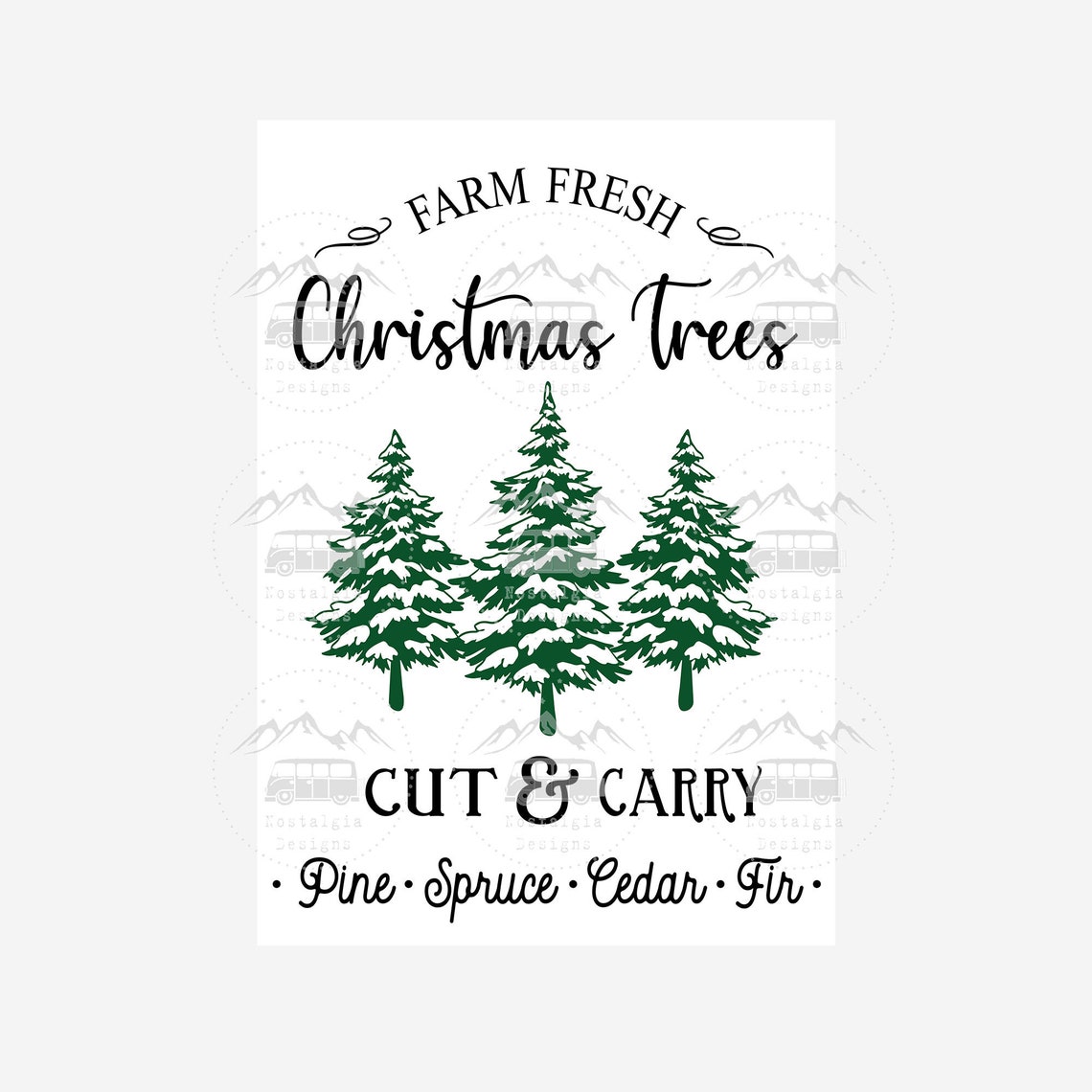 Fresh Cut Christmas Trees Sign SVG Vintage Christmas Sign | Etsy