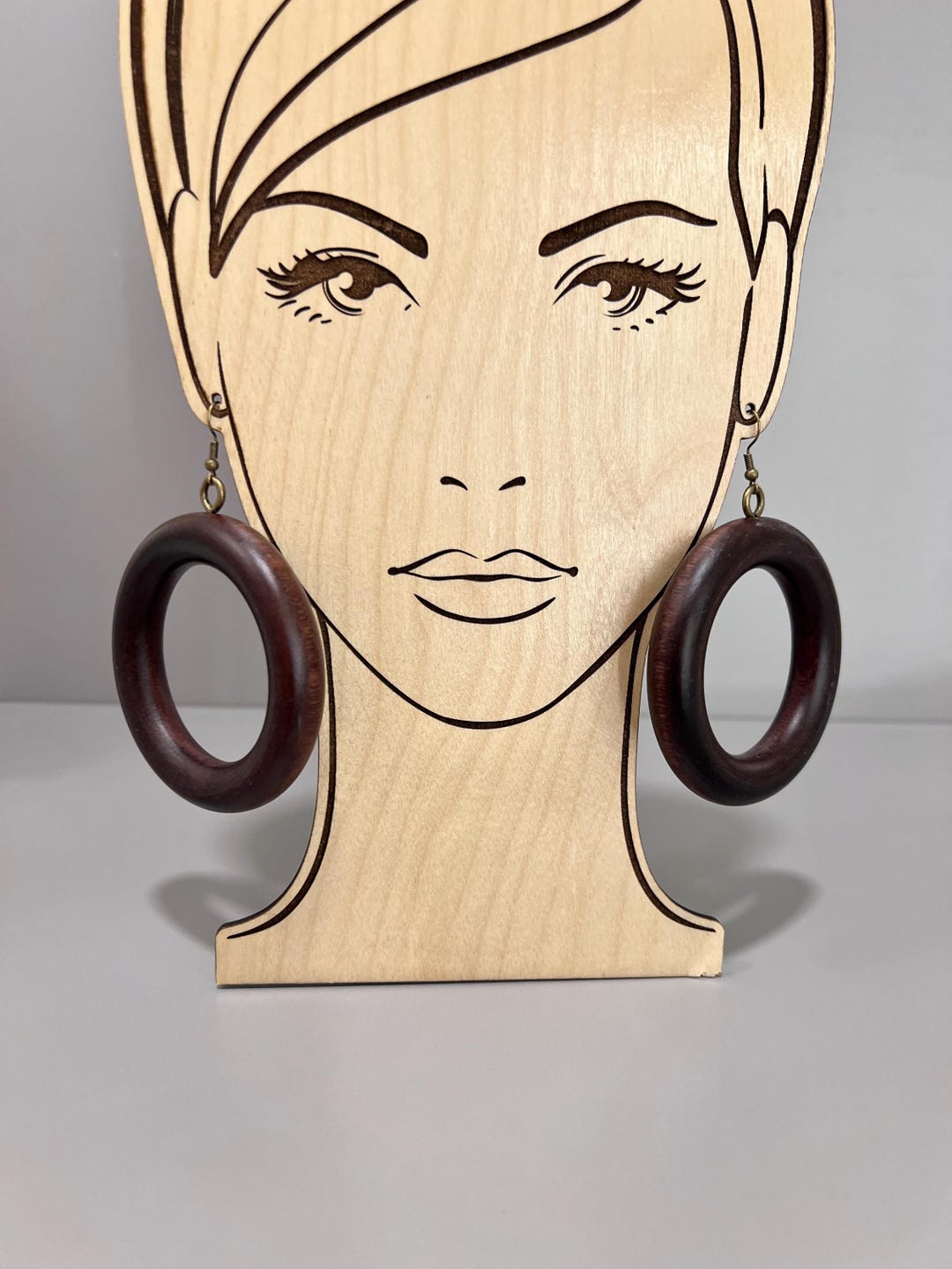 Oversized Wooden Hoops, African Style Large Hoops, Brown Wood Hoops, XL ...