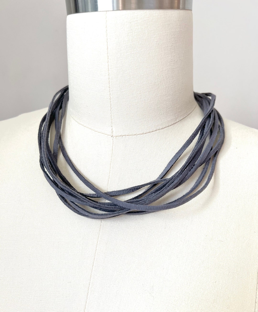 Gray Faux Suede Rope Necklace: Minimalist Textile Design - Etsy