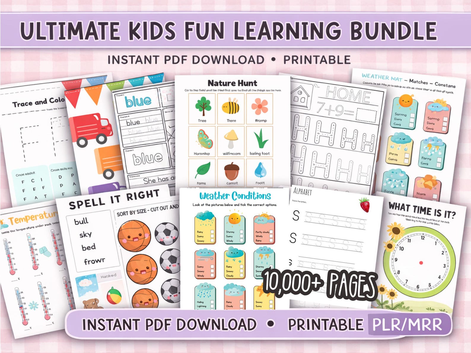 HUGE Kids Printable Worksheets Bundle Vault, Plr, Mrr, Pre-k ...