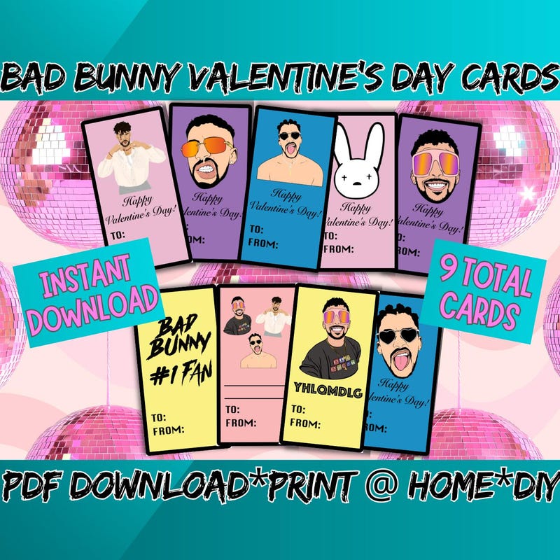 Bad Bunny Valentine Cards - Etsy