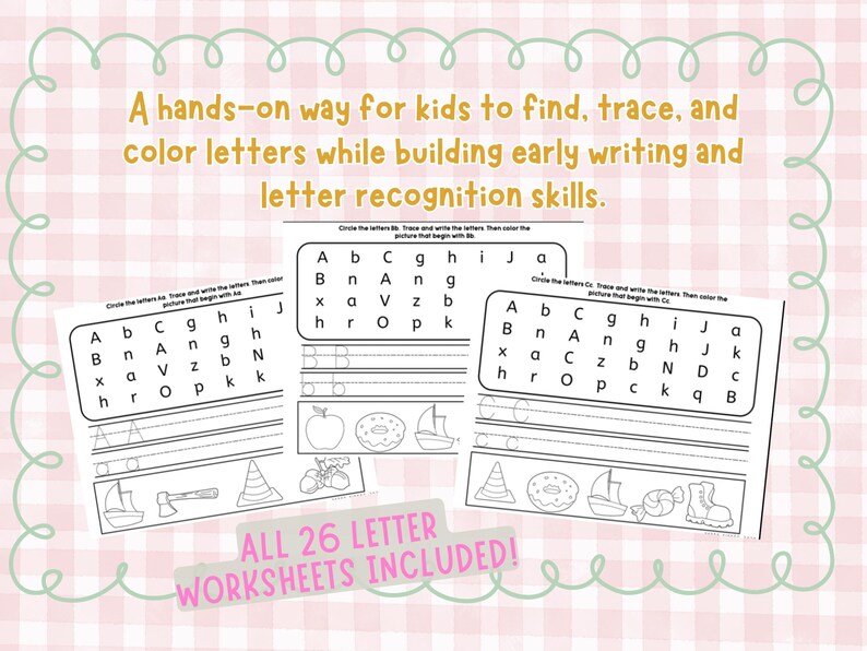 ABC Find, Trace and Color Alphabet Worksheets,letter Recognition ...