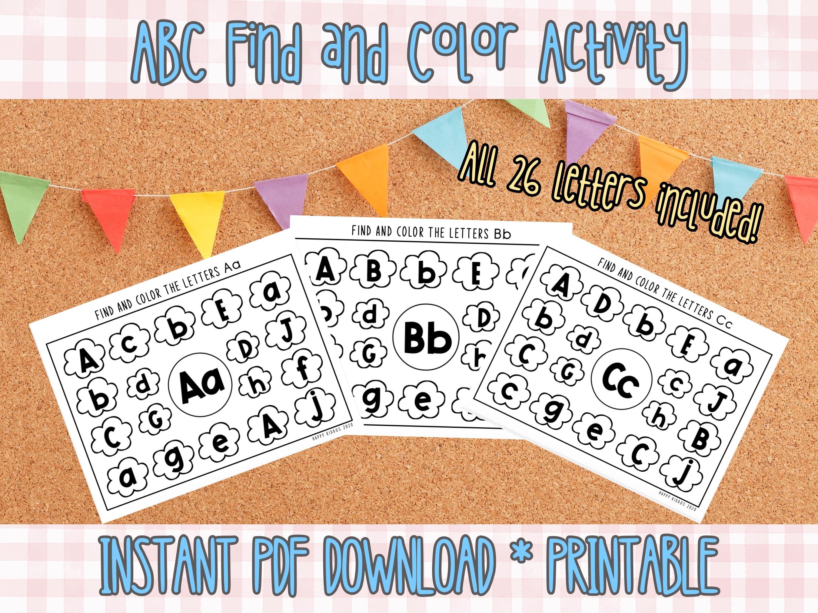 Alphabet Worksheets, ABC Find and Color Activity, Homeschool, Worksheet ...