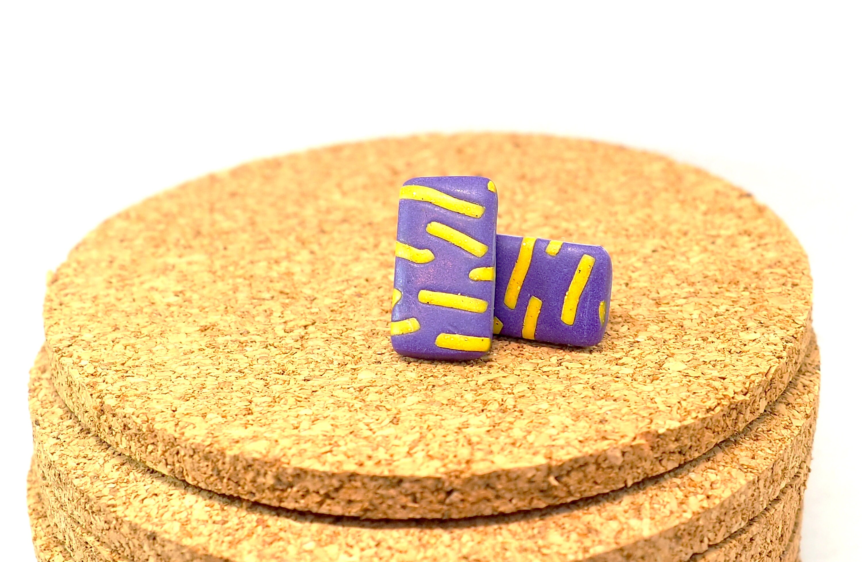 90s Inspired Purple And Gold Glitter Stripe Polymer Clay Etsy