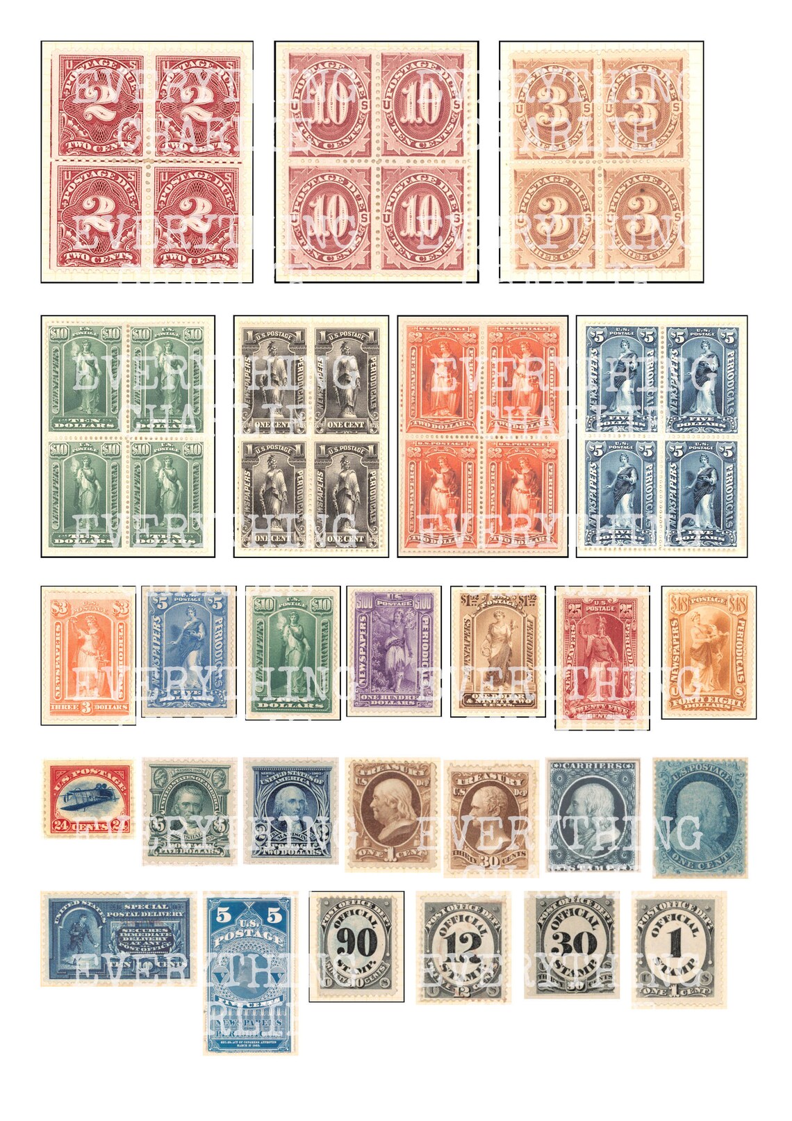 Postage Stamps Ephemera Digital Download, Printable Vintage Stamp ...