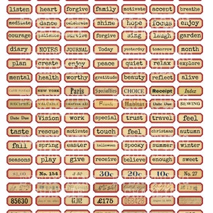 Random Words and Numbers Printable Labels, Digital Download for Junk ...