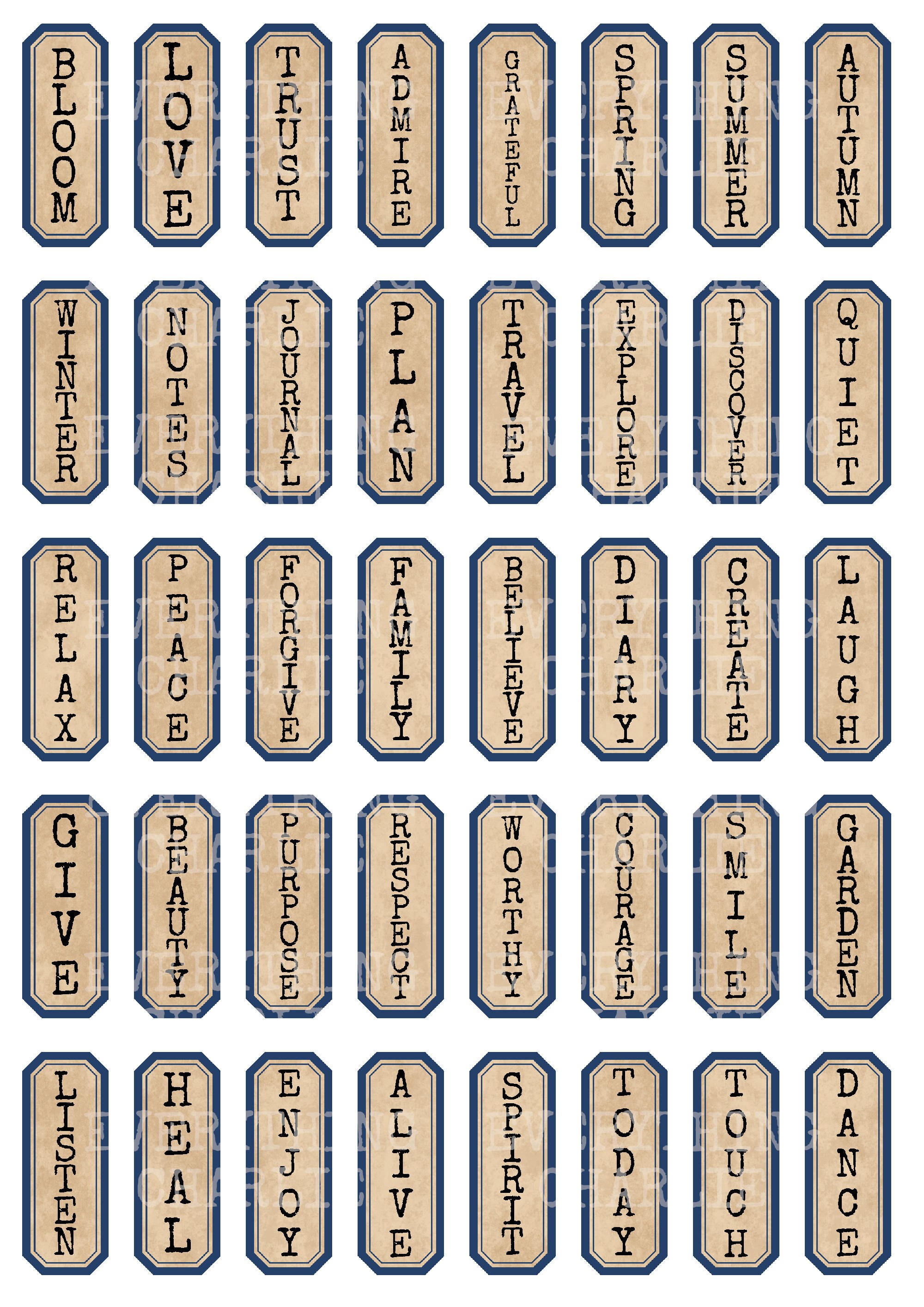 Vertical Words Labels for Junk Journals Planners - Etsy