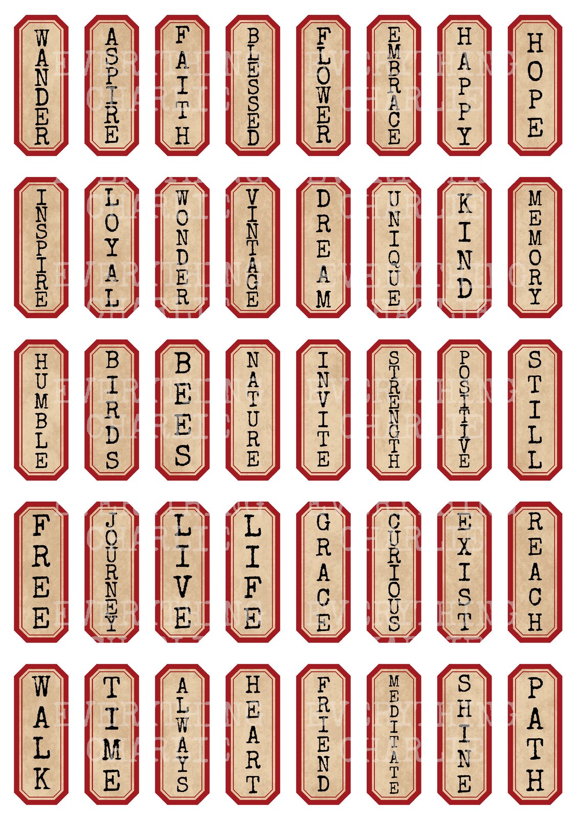 Vertical Words Labels for Junk Journals Planners | Etsy