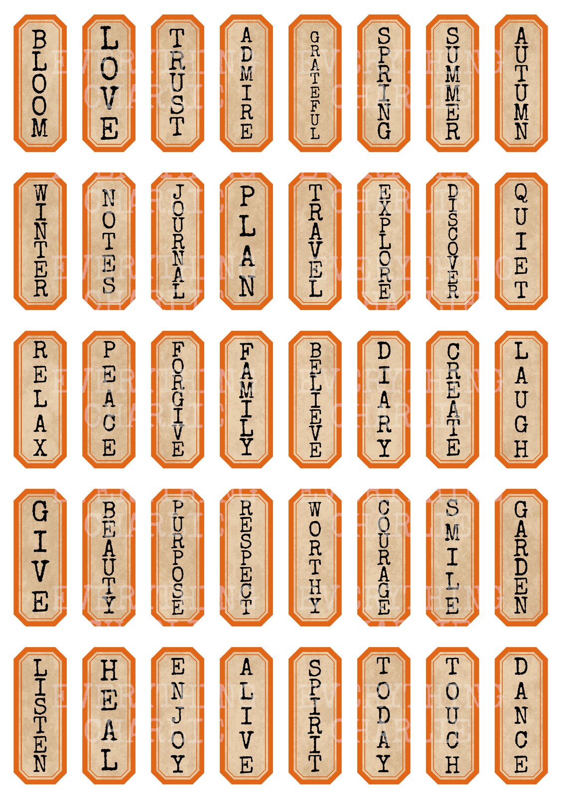 Vertical Words Labels for Junk Journals Planners - Etsy