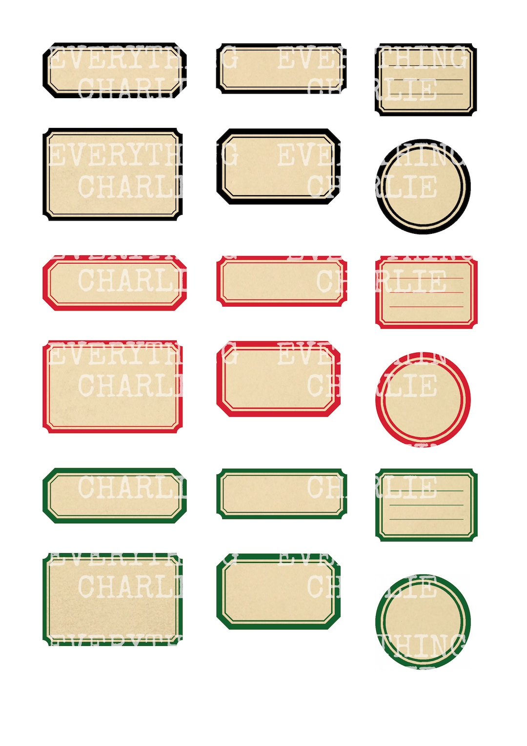 Blank Labels Vintage Style Digital Download, Printable Label Stickers ...