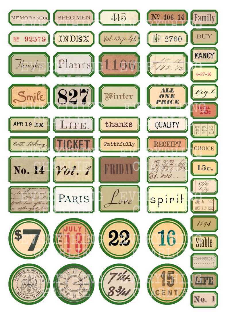 Random Words and Numbers Printable Labels Digital Download - Etsy