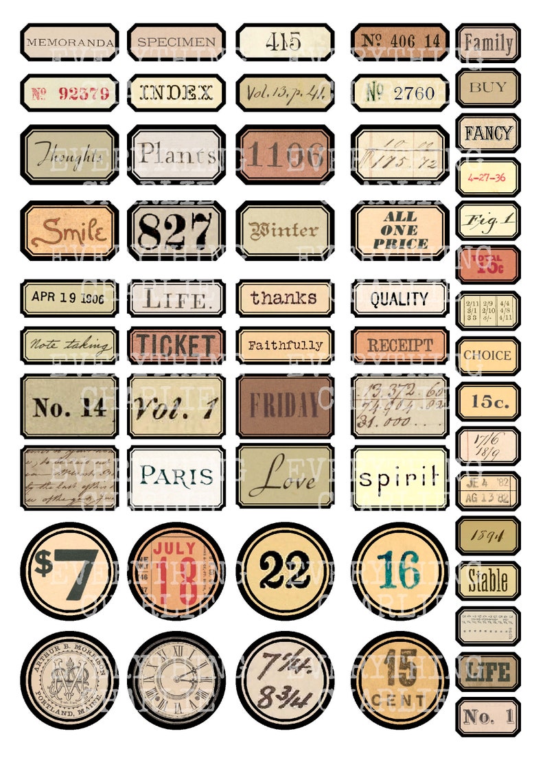 Random Words and Numbers Printable Labels Digital Download - Etsy