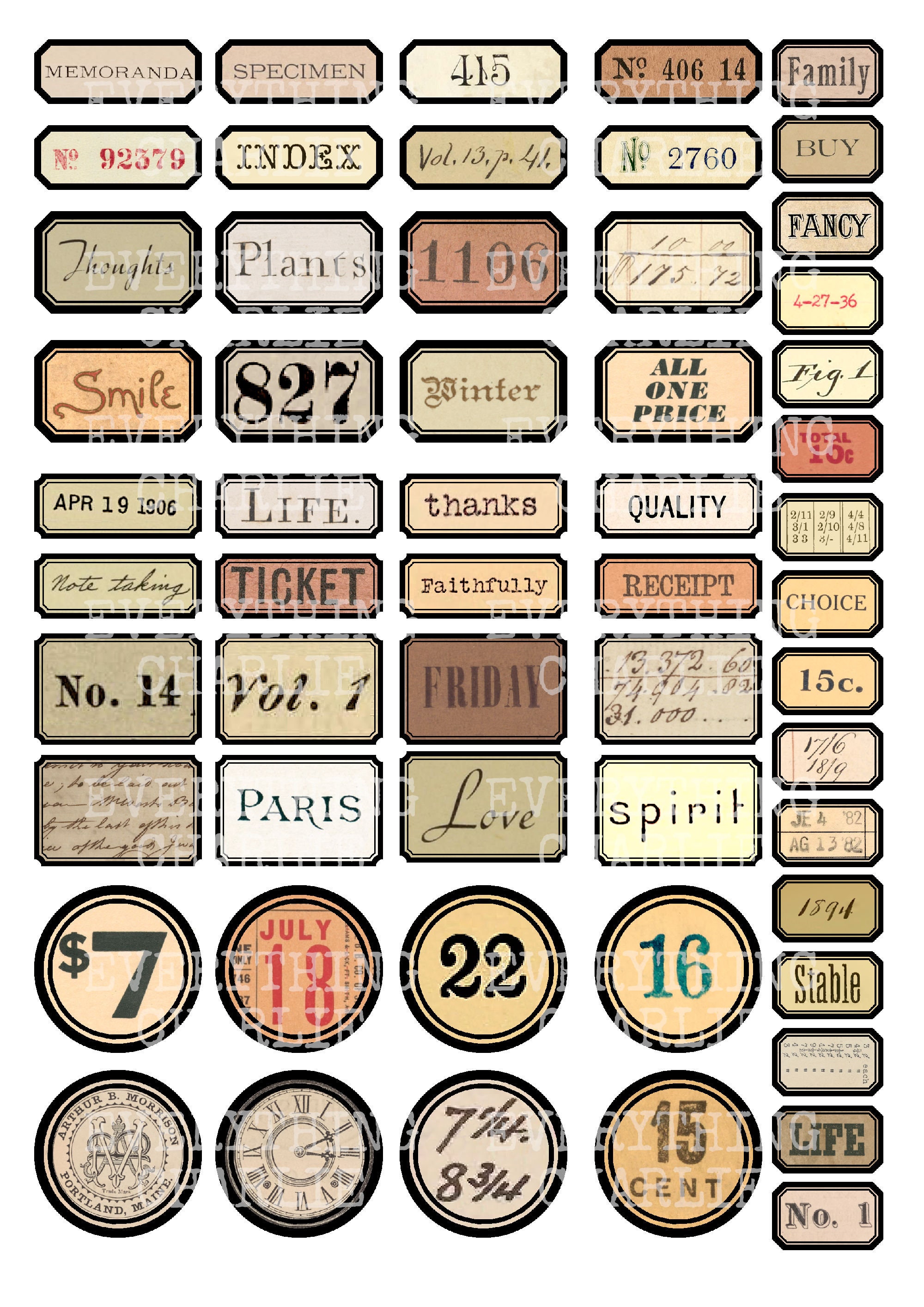 Random Words and Numbers Printable Labels Digital Download - Etsy Ireland