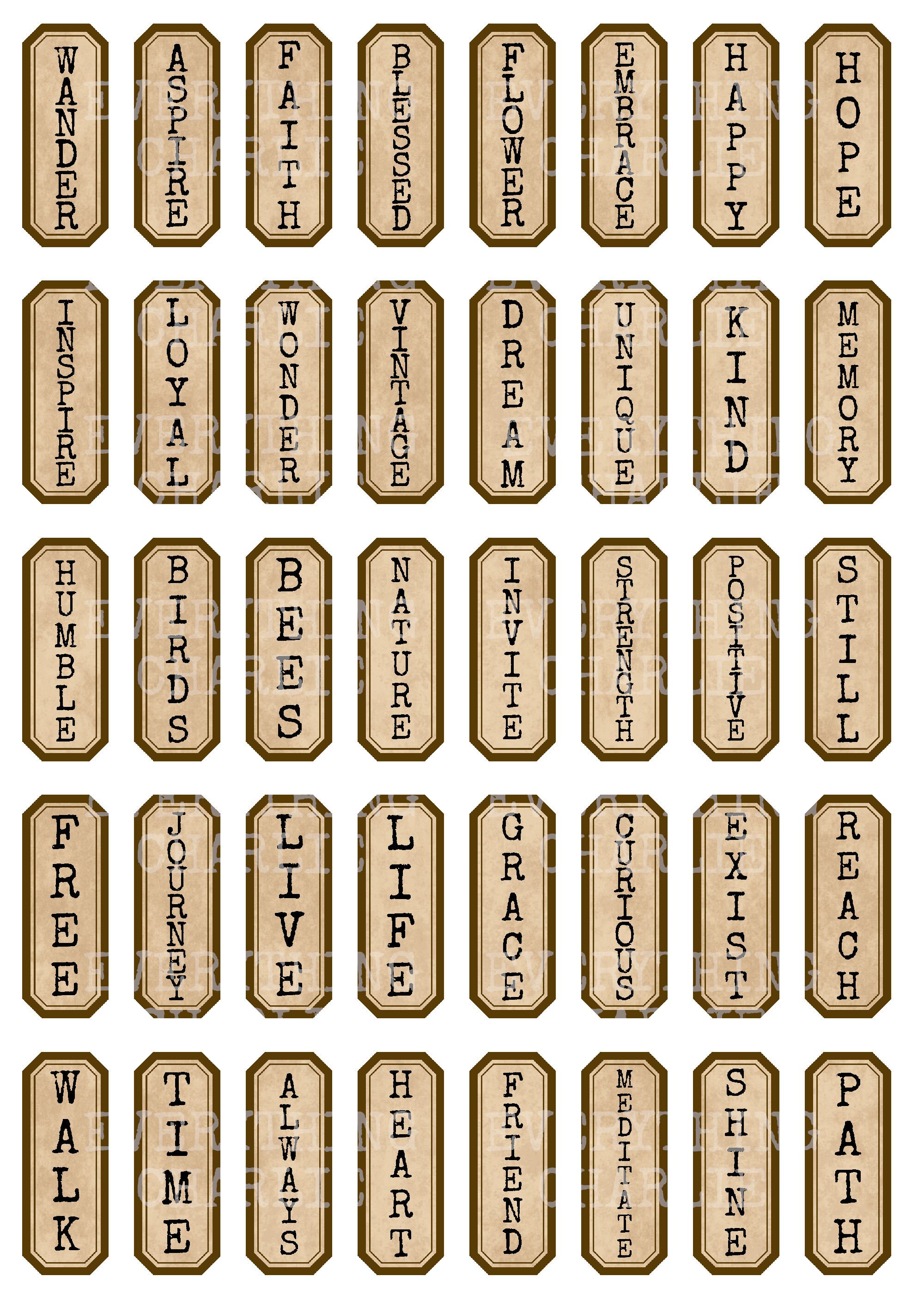 Vertical Words Labels for Junk Journals Planners - Etsy