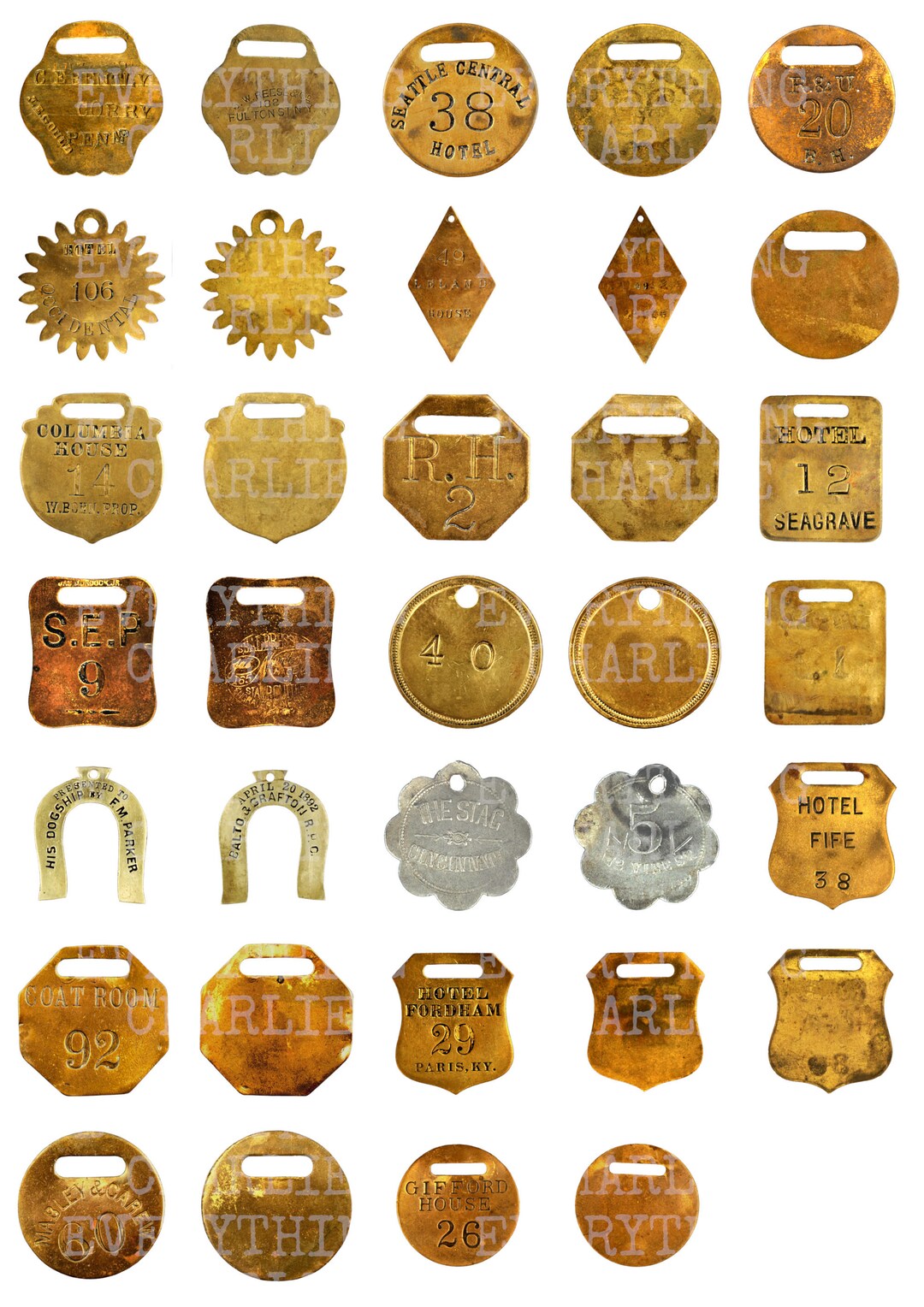 Embellishment Vintage Metal Tags Fussy Cut Digital Download, Printable ...