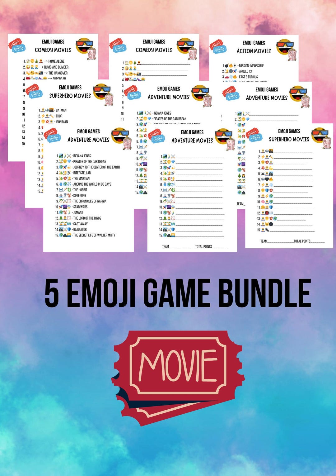 Emoji Movie Game Printable Guess the Movie Party Game Fun Fun Movie ...