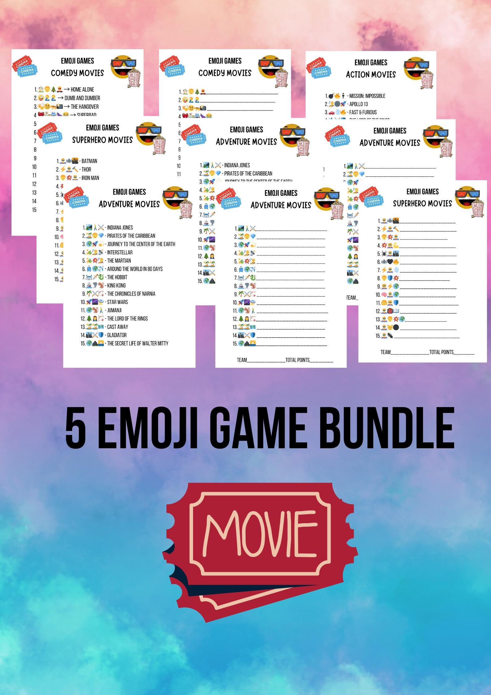 Emoji Movie Game Printable Guess the Movie Party Game Fun Fun Movie ...