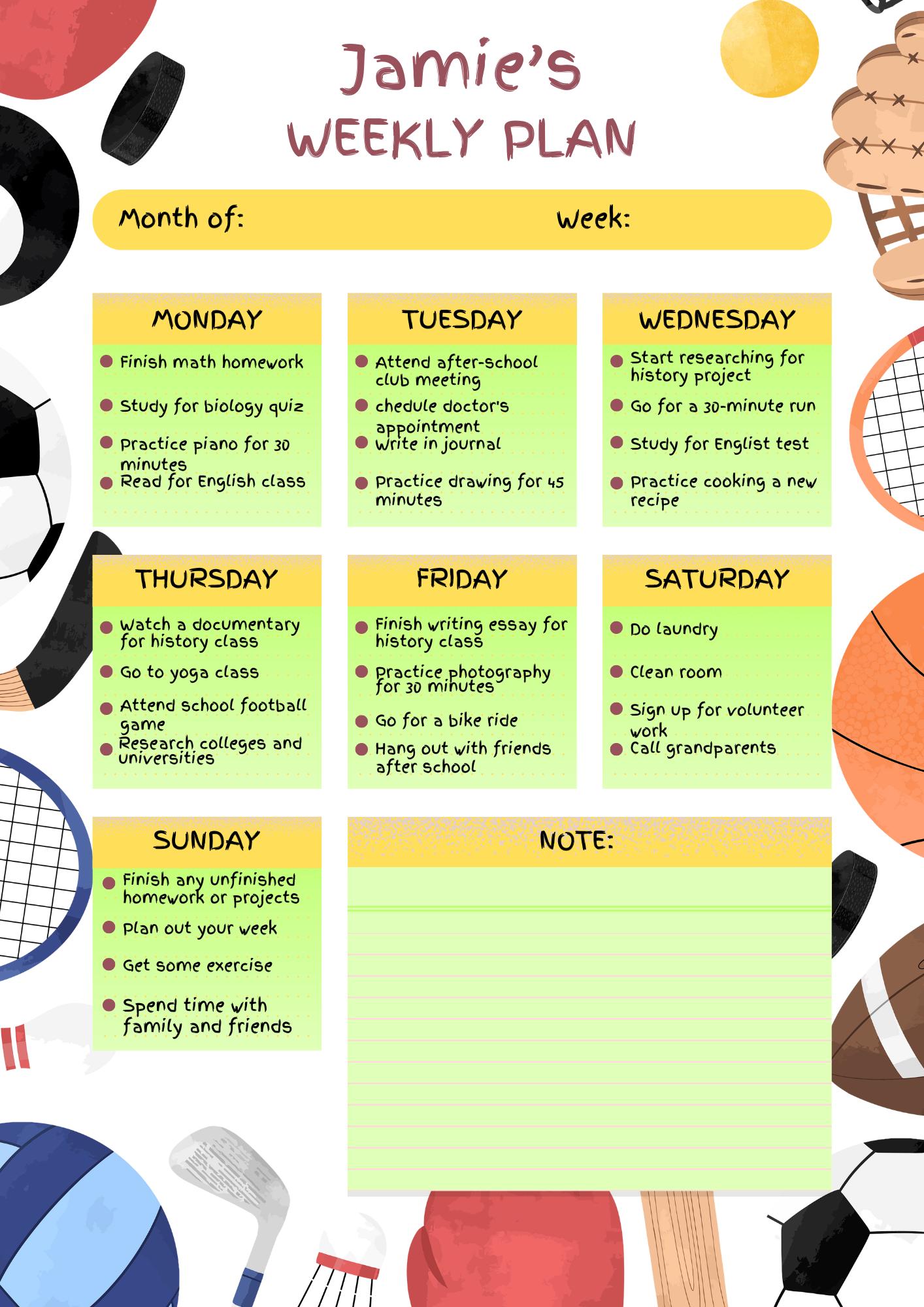 Editable Weekly Planner Printable, Digital Weekly Planner PDF Weekly ...