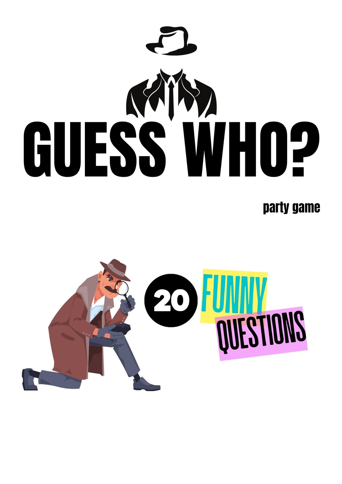 Funny Guess Who Party Game - 20 Hilarious Questions, Digital Download ...