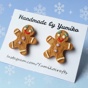 Gingerbread Man Stud Earrings, Polymer Clay Jewelry, Christmas Gift ...
