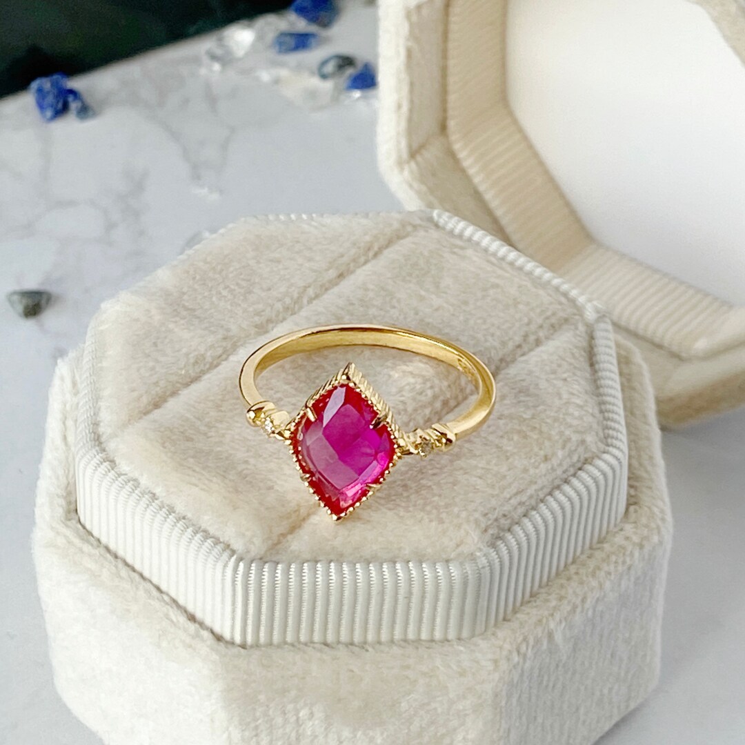 Corundum Ring Ruby Ring Ruby and Gold Plated Ring Ruby Lab Rings ...