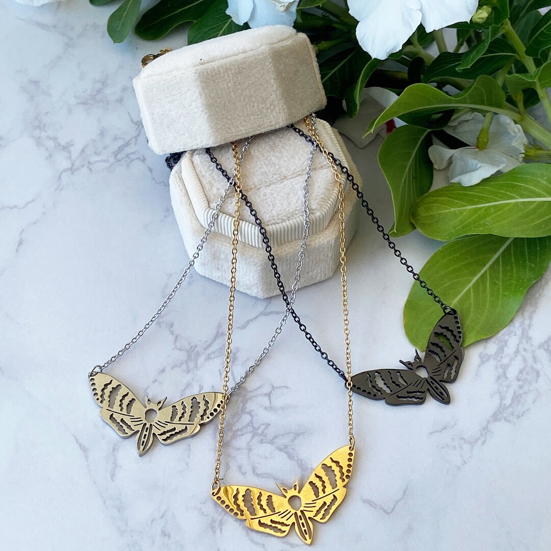 Death Moth Necklace Gold Hannibal Necklace Gold Moth Necklace Moth ...