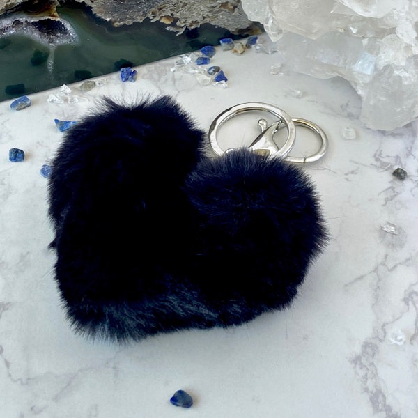 Fluffy Pompom Keychain - Etsy