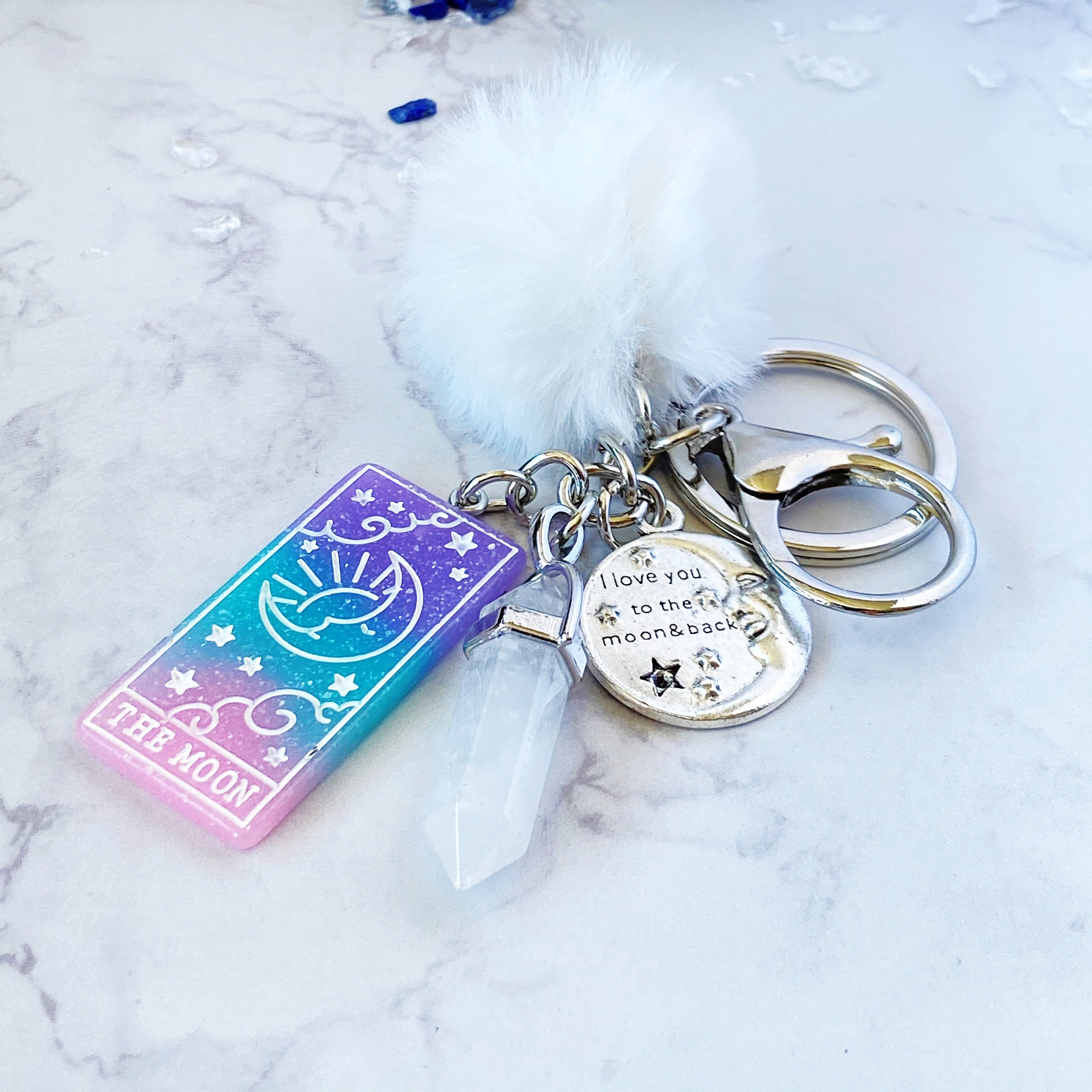 Handmade Pastel Goth Keychain: Resin Tarot Card, Amethyst Crystal - Etsy