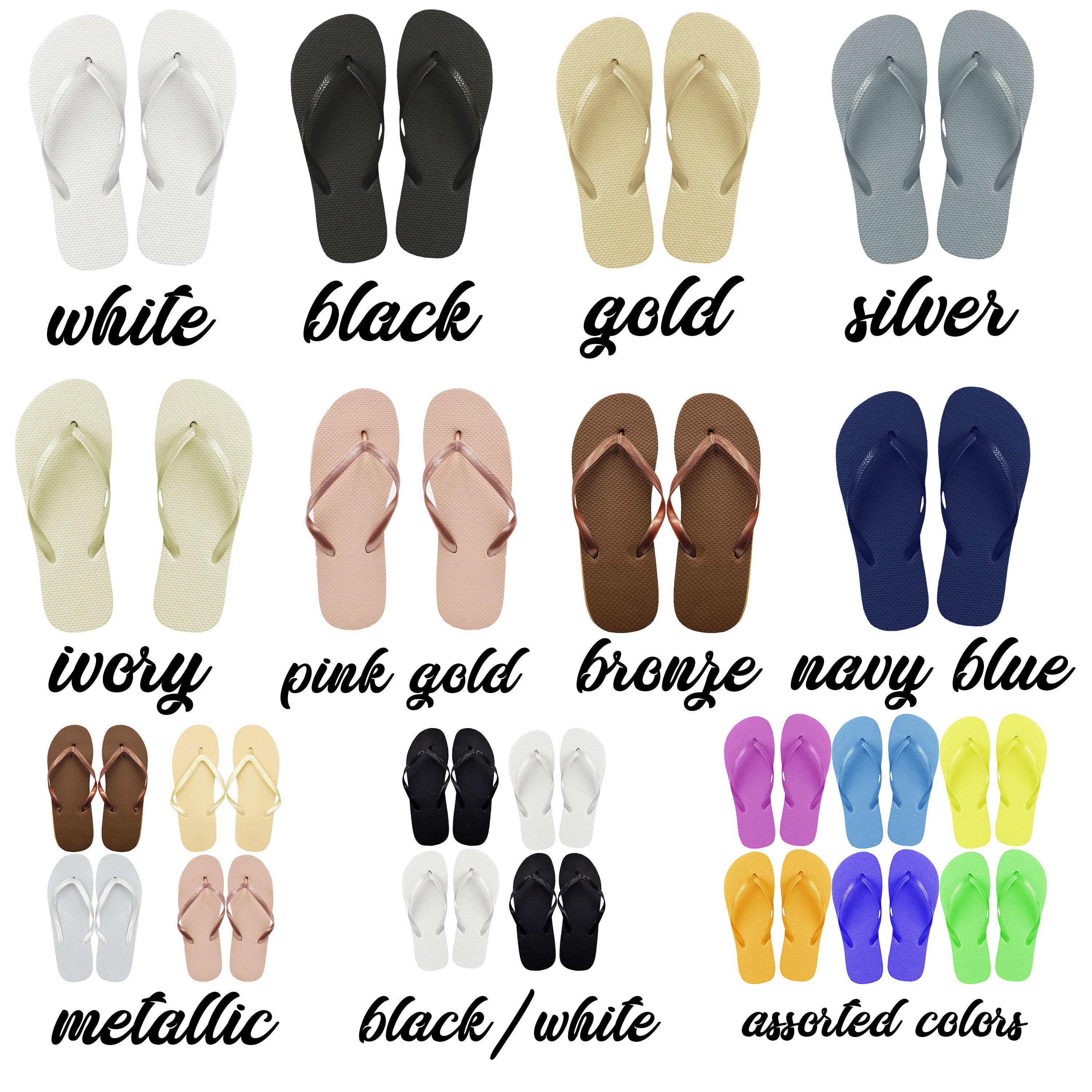 48 Pairs Bulk Wedding Flip Flops With Custom Band Personalized - Etsy