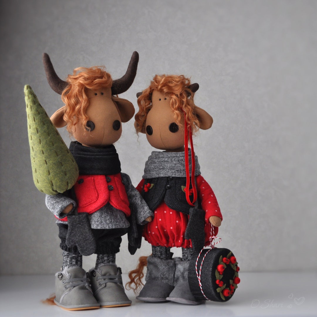 Tilda Cow Dolls, Scottish Decor, Christmas Textile Toys (pair) - Etsy UK