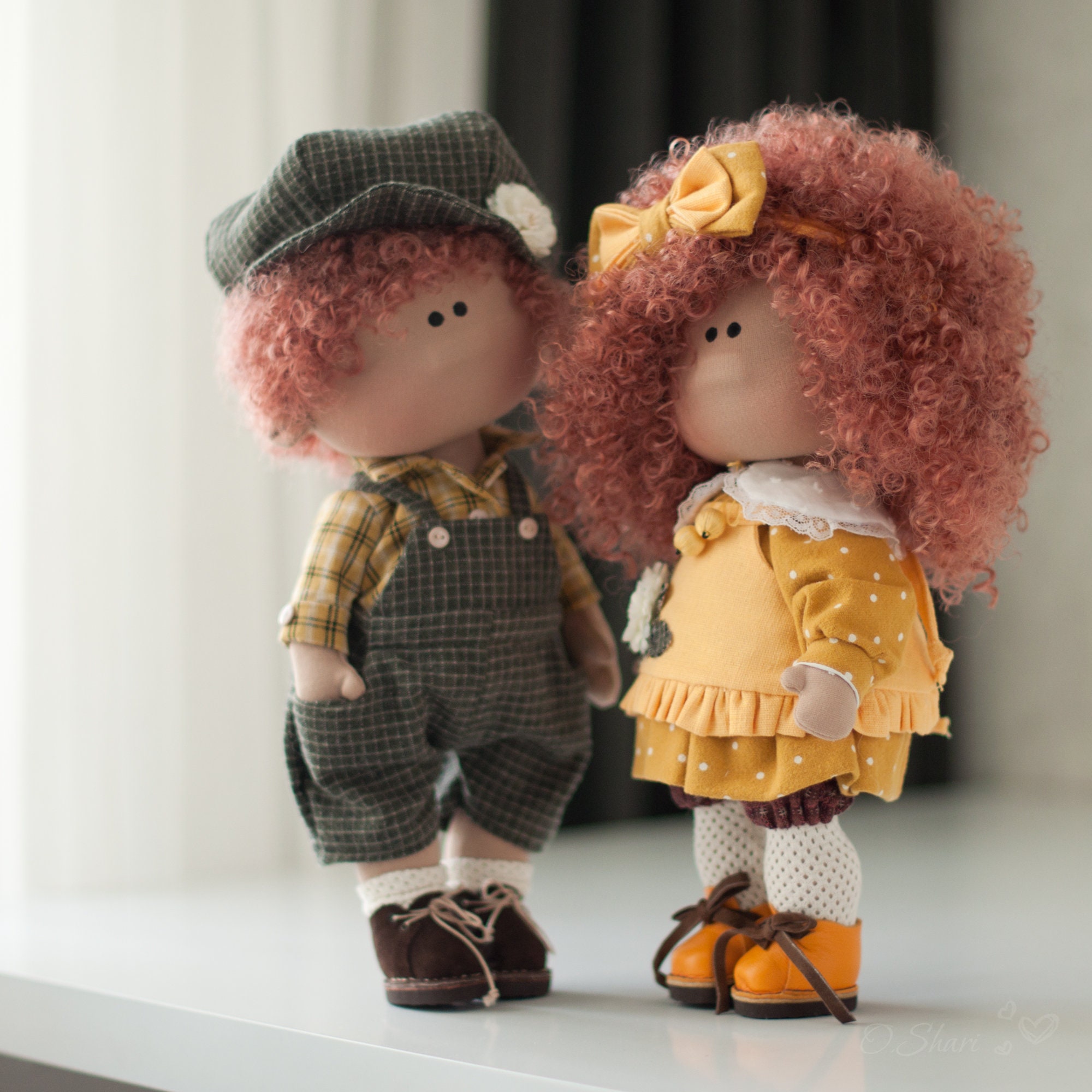 Inseparable Puppets Red Curly-haired Doll Wedding Idea Gift Talisman ...