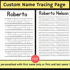 Custom Name Tracing Page, Custom Name Tracing Sheet Handwriting ...