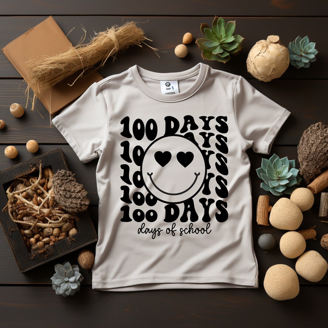 100 Days of School SVG, Retro Smiley Face SVG, Happy 100 Days SVG, 100 ...