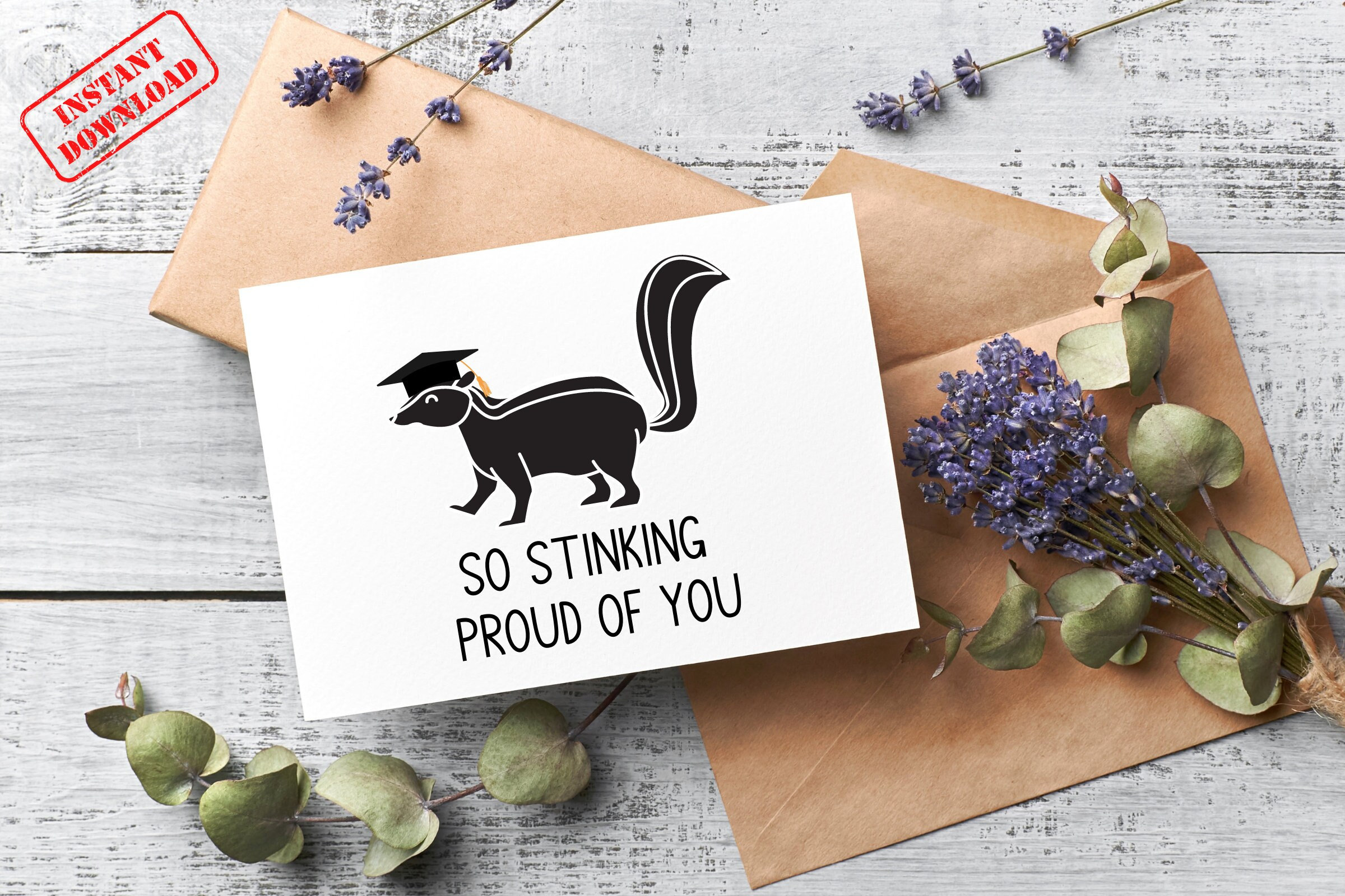 Funny Skunk Graduation Card | Proud of You (PDF & SVG) - Etsy
