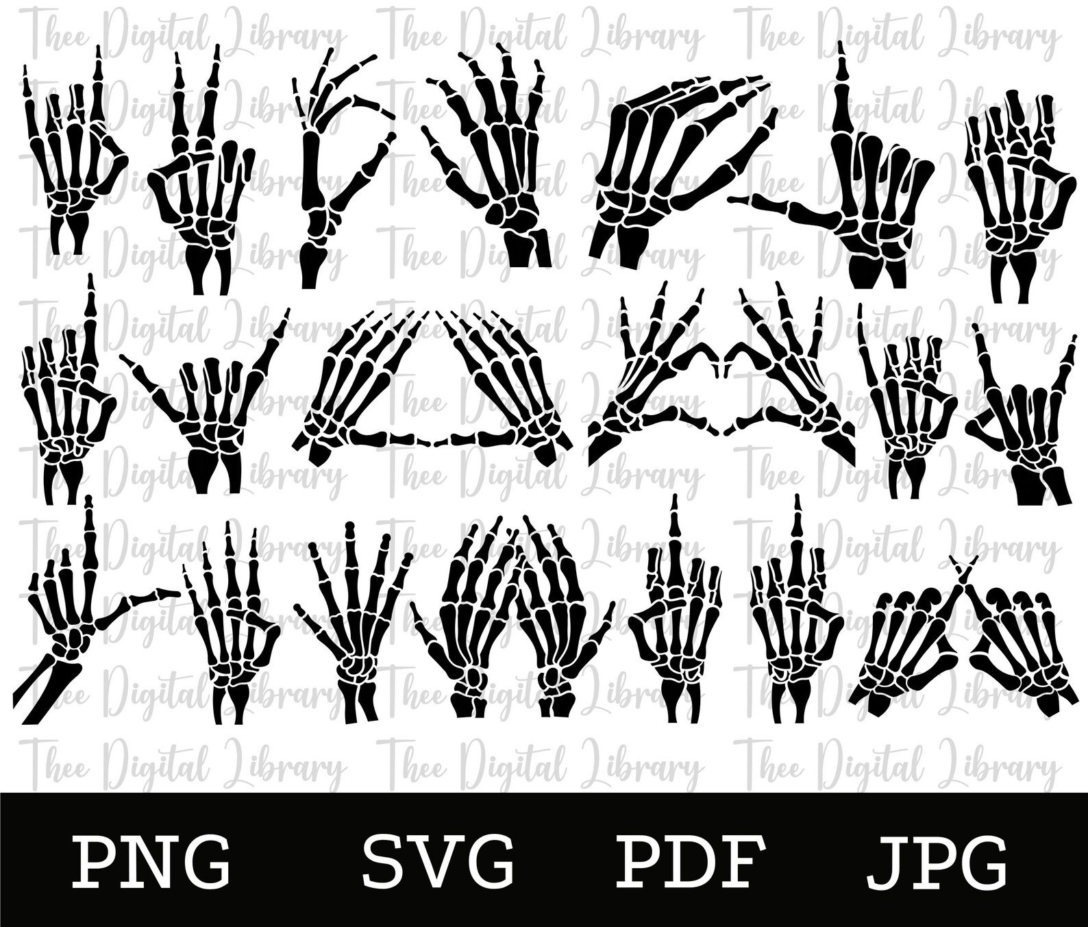 Skeleton Hands Svg PNG Bundle Skull Skeleton Hand Middle - Etsy