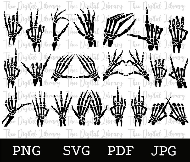 Skeleton Hands Svg PNG Bundle Skull Skeleton Hand Middle - Etsy