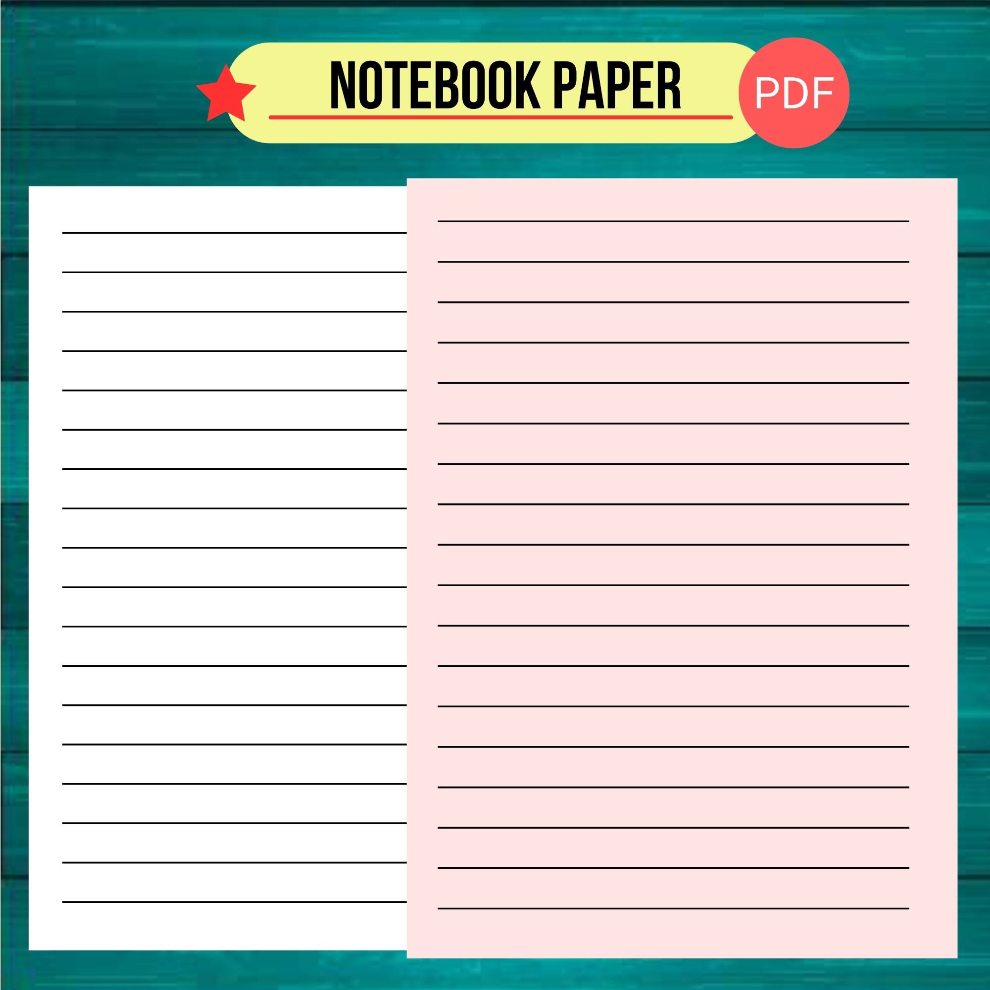 Notebook Digital Paper PDF PNG, School Notebook Wallpaper PDF Jpg, Back ...